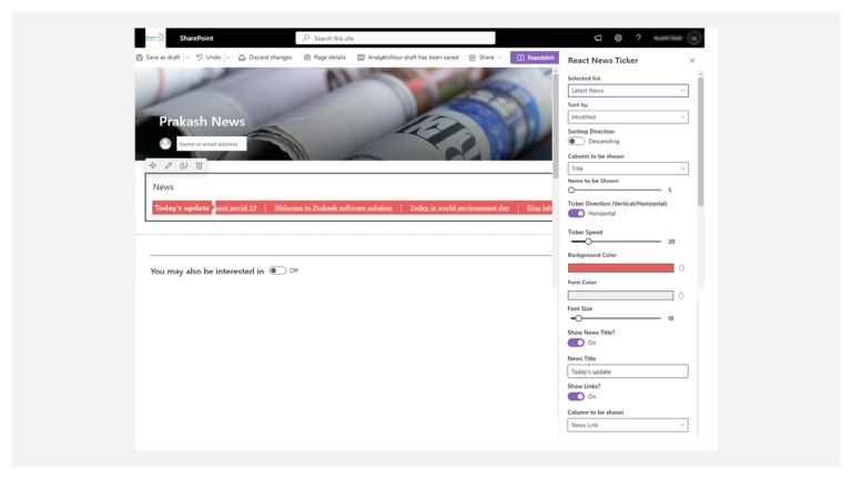 News Scroller - SharePoint News Ticker